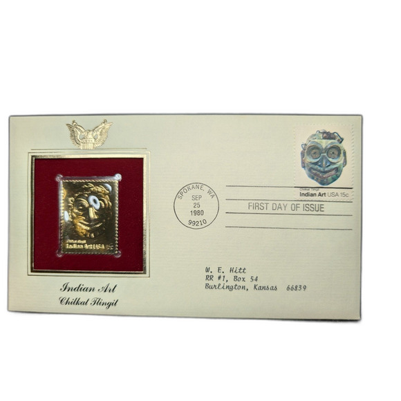 Other | Indian Art Chilkat Tlingit Cover Gold Stamp Replica First Day ...